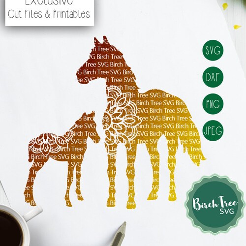 Horse and Foal Svg Horse Mandala Svg Horse Svg Cut File - Etsy
