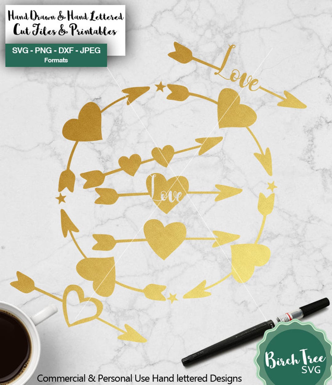 Love Heart Arrow SVG, Love Arrow Cutting Files, Heart Monogram SVG ...