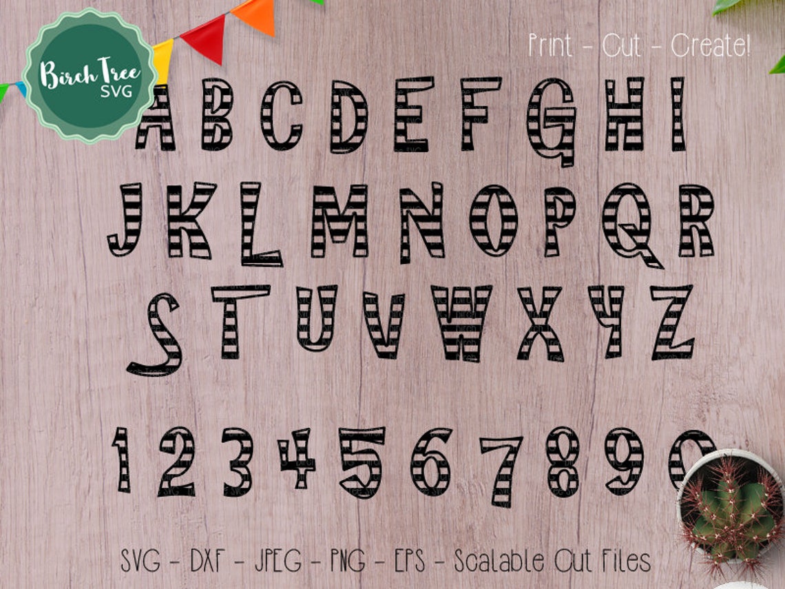Striped Alphabet SVG Fonts Striped Letters Svg Striped | Etsy
