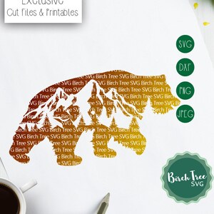Bear and Mountains Svg, Wilderness Svg, Outdoors Svg, Forest and ...