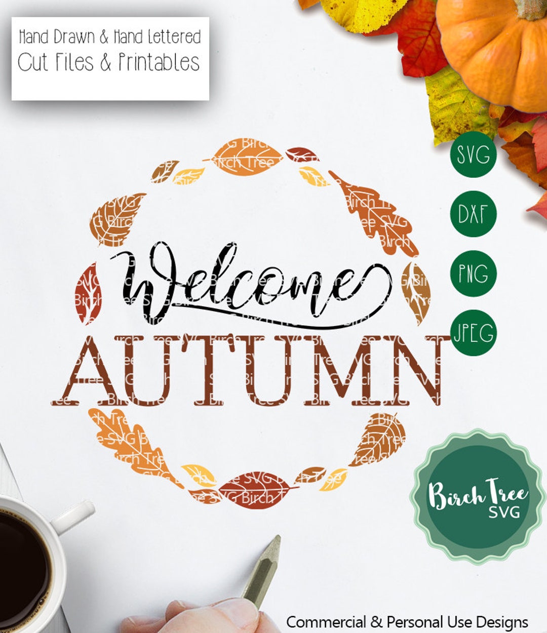 Welcome Autumn SVG Cut File, Fall Svg, Autumn Leaves Wreath Svg ...