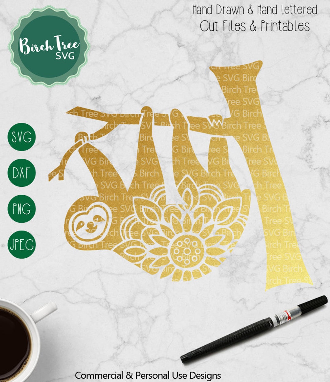 Sloth Mandala SVG, Boho SVG, Sloth Svg, Sloth Decal Design, Boho Flower ...