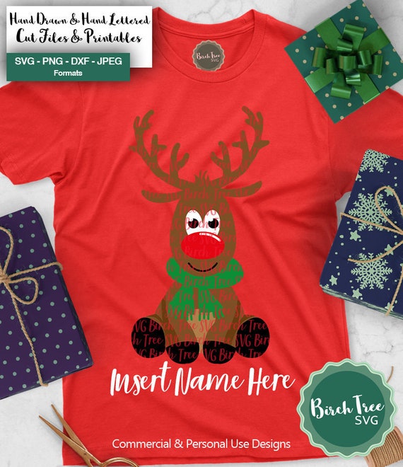 Sitting Rudolph Svg Red Nose Reindeer Svg Christmas Svg | Etsy