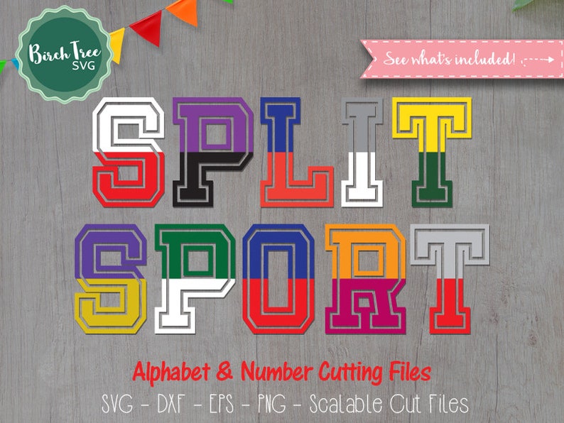 Split Sport Font SVG Cutfile Alphabet, Team Name Letters and Numbers ...