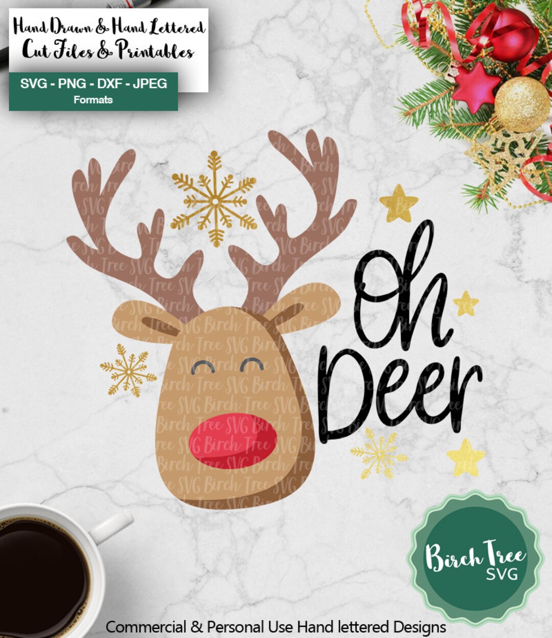 Oh Deer SVG Cutting File Funny Christmas SVG Cut File Rudolph Svg ...