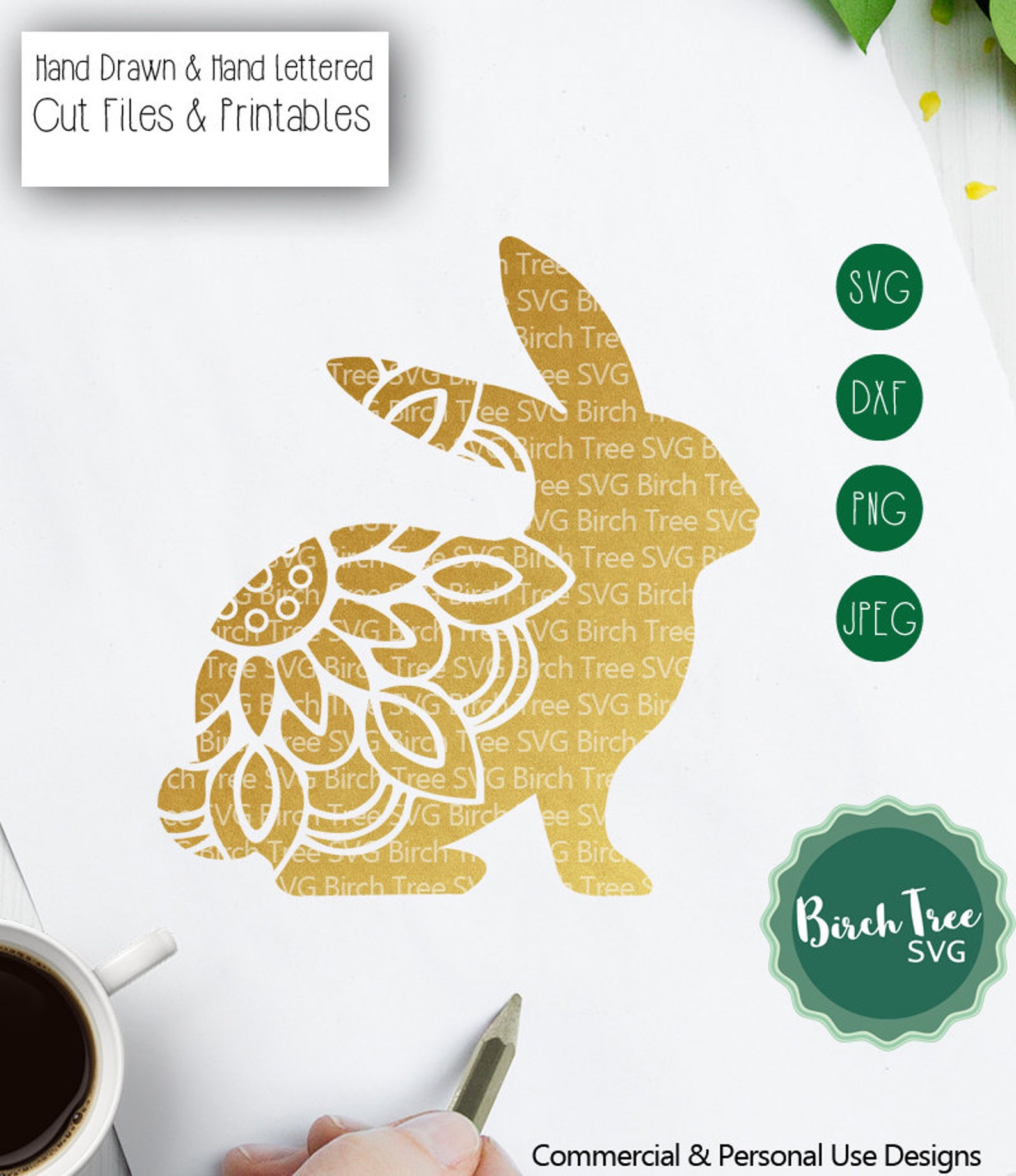 Rabbit Mandala SVG Cut File Rabbit SVG Rabbit Clipart | Etsy