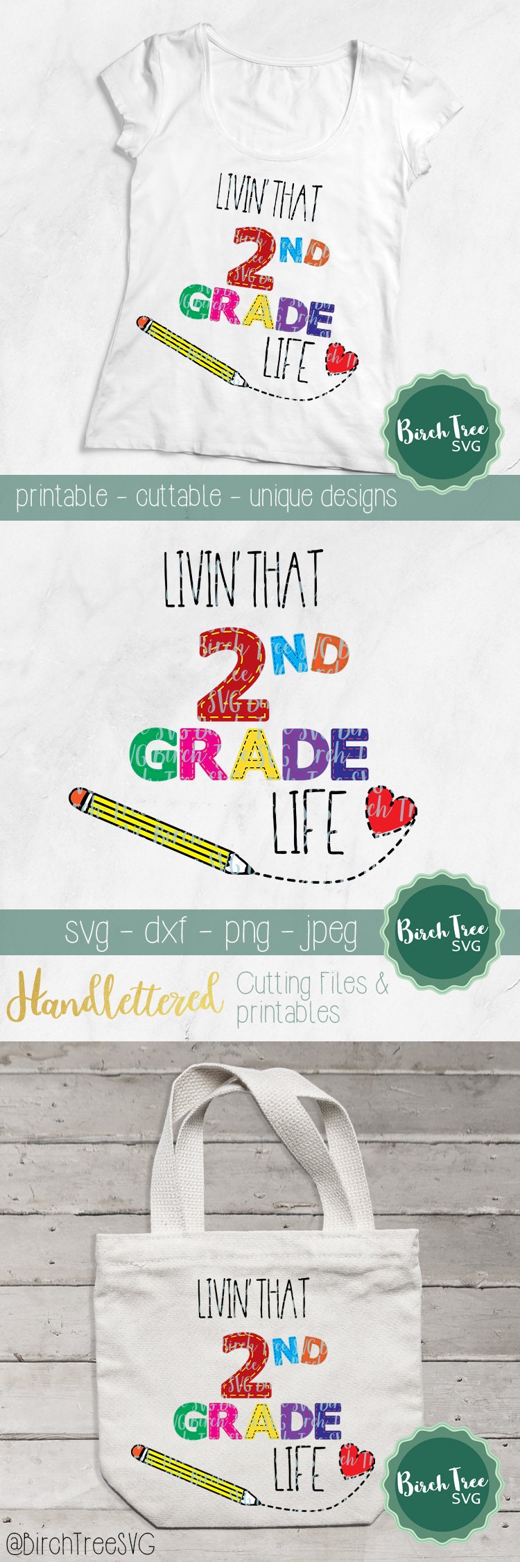 Living That Second Grade Life SVG 2nd Grade Teacher SVG Back | Etsy