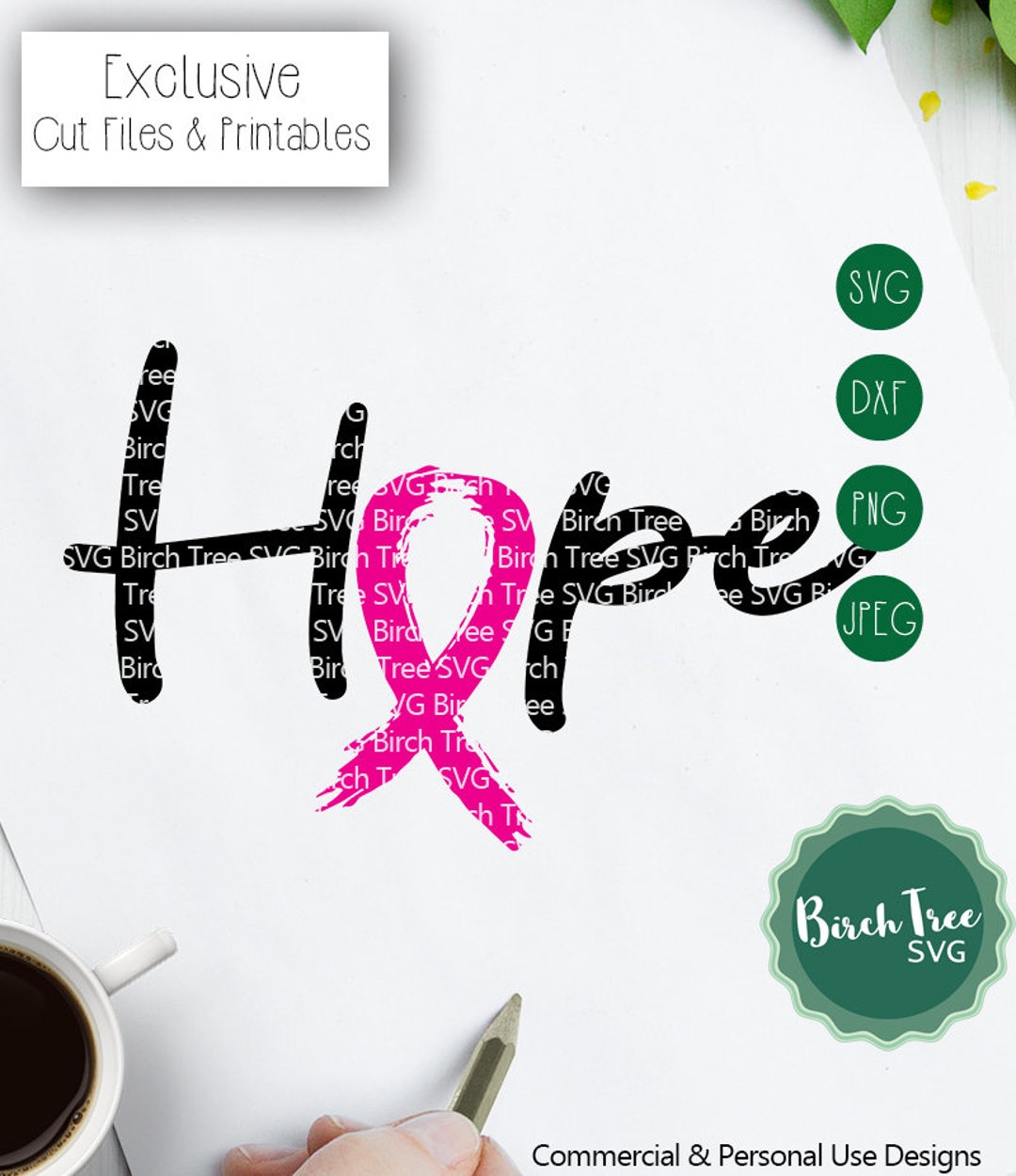 Cancer Hope Svg, Hope Pink Ribbon Svg, Cancer Svg for Silhouette ...