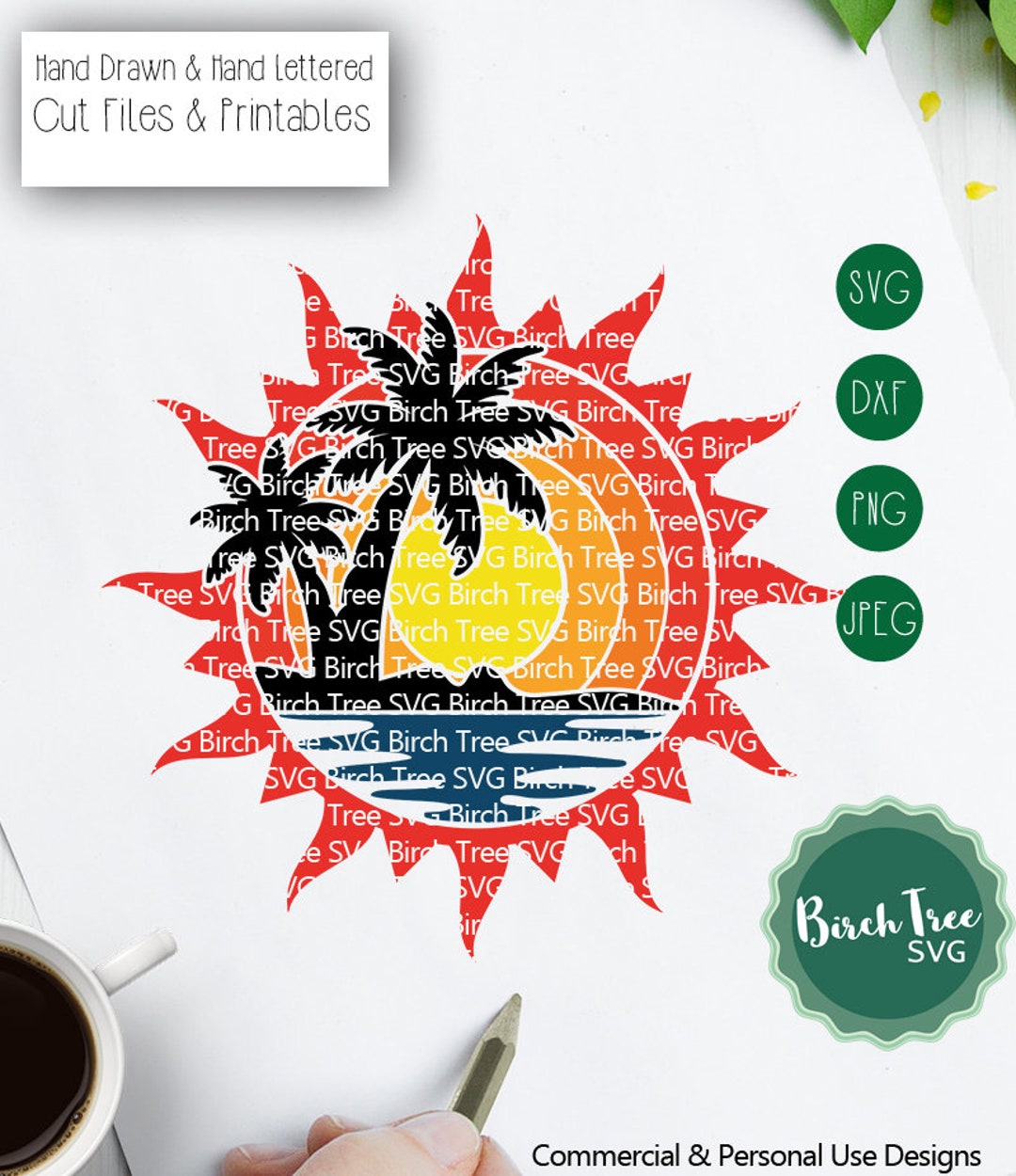 Tropical Sunset SVG, Summer SVG, Palm Trees Svg, Ombre Svg Beach SVG ...