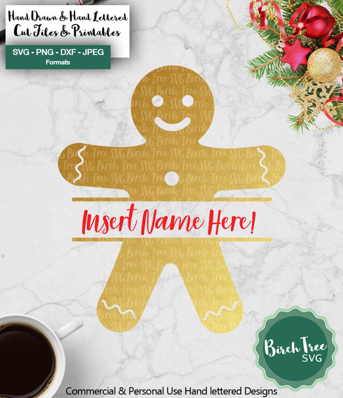 Gingerbread Monogram SVG Cut File Christmas Monogram Svg | Etsy