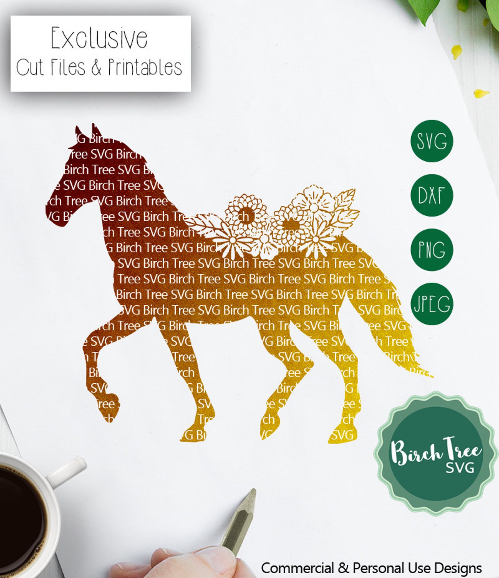 Floral Horse Svg, Horse Mandala Svg, Horse Svg Cut File, Mandala SVG ...