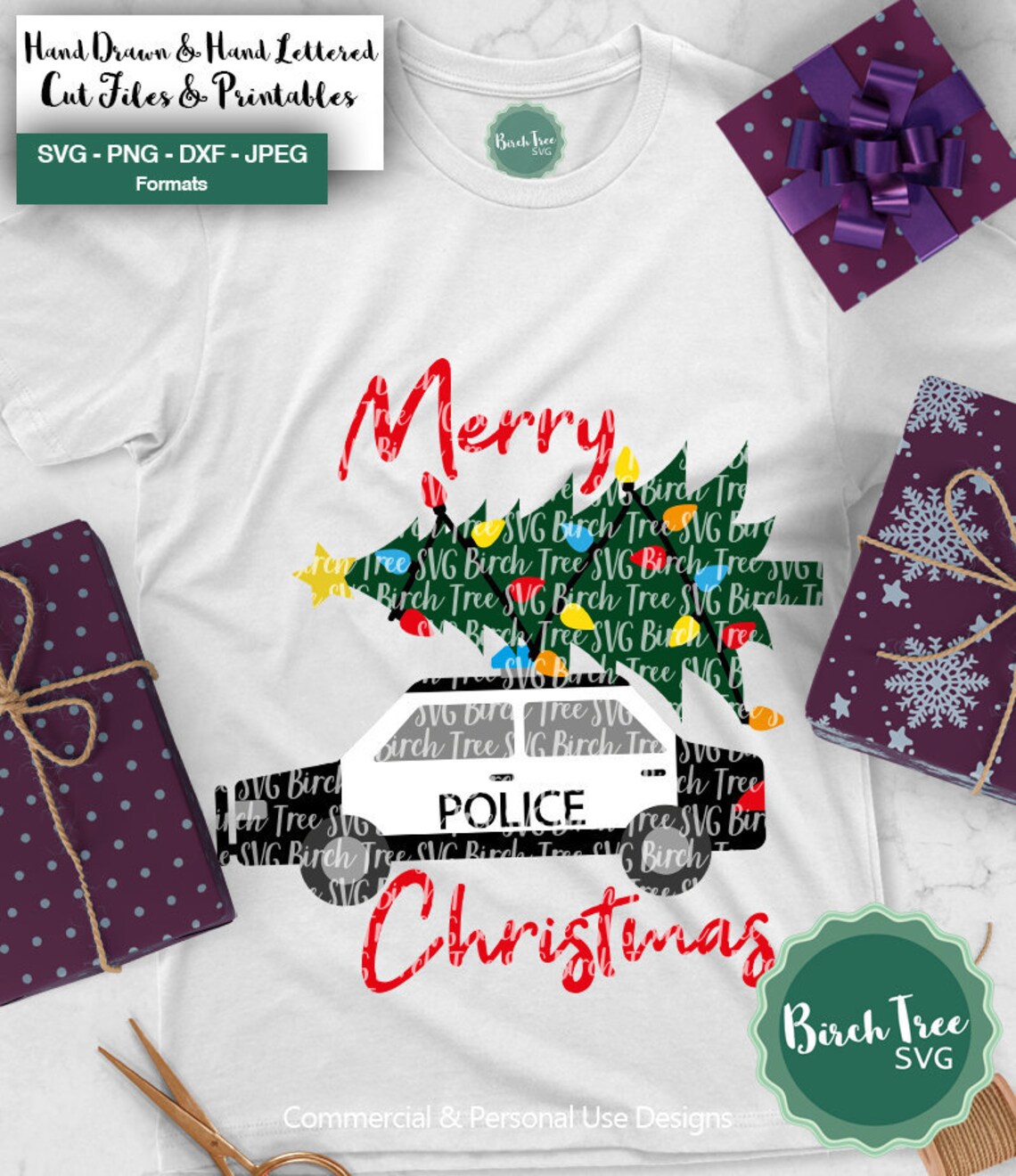 Police Car Christmas Tree Svg, Police Svg, Christmas Tree Svg ...