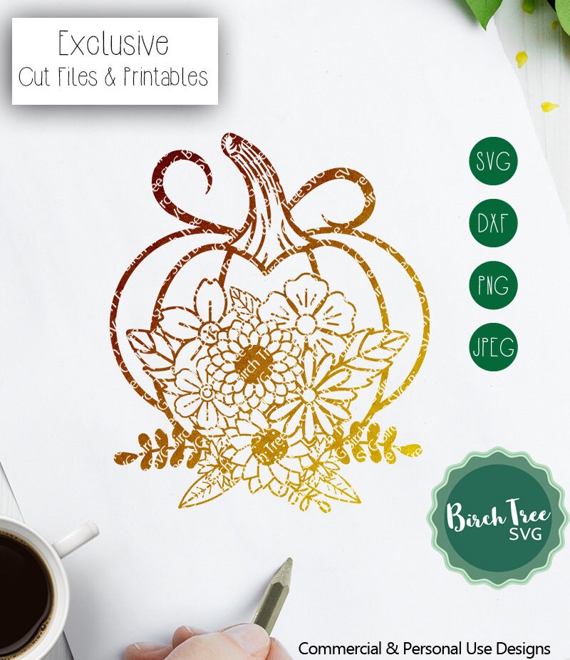 Floral Pumpkin SVG Fall Svg Cut File Cricut Template Flower | Etsy