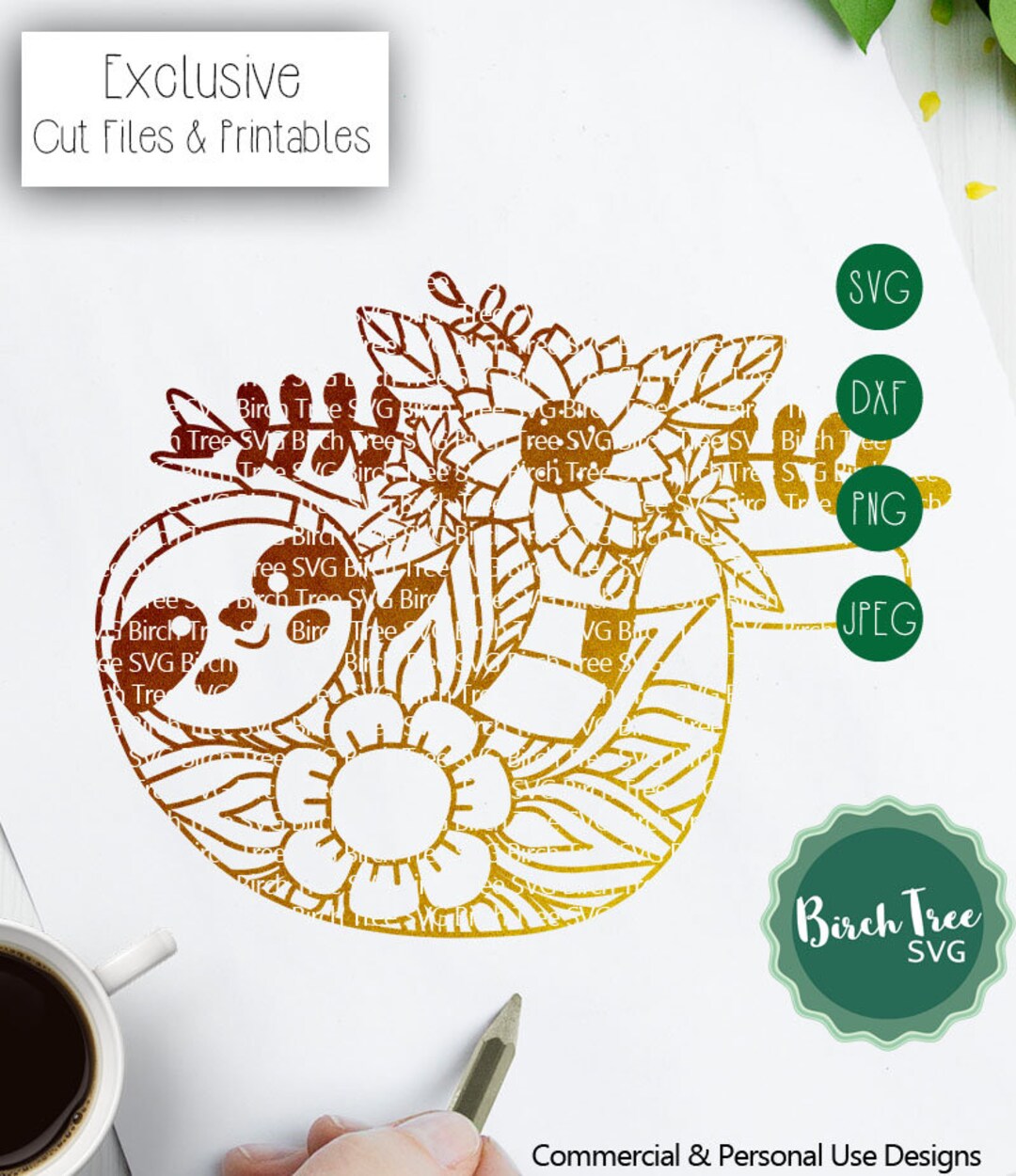 Sloth Zentangle SVG, Sloth Mandala Svg Cut File, Hanging Sloth Decal ...