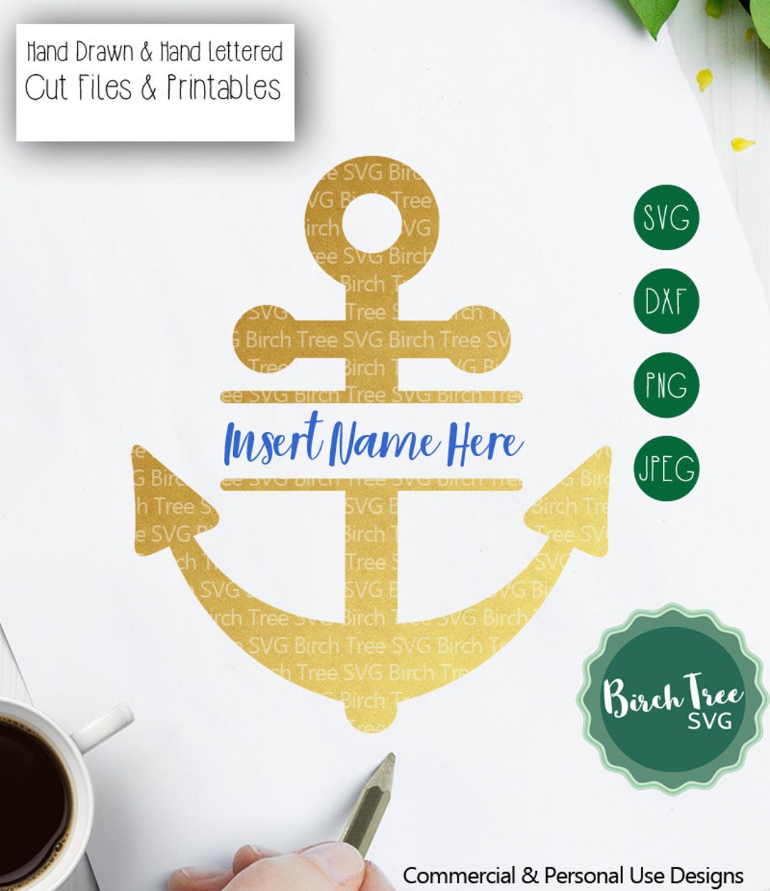 Anchor Monogram SVG, Summer SVG, Monogram Frame SVG Cutting File ...