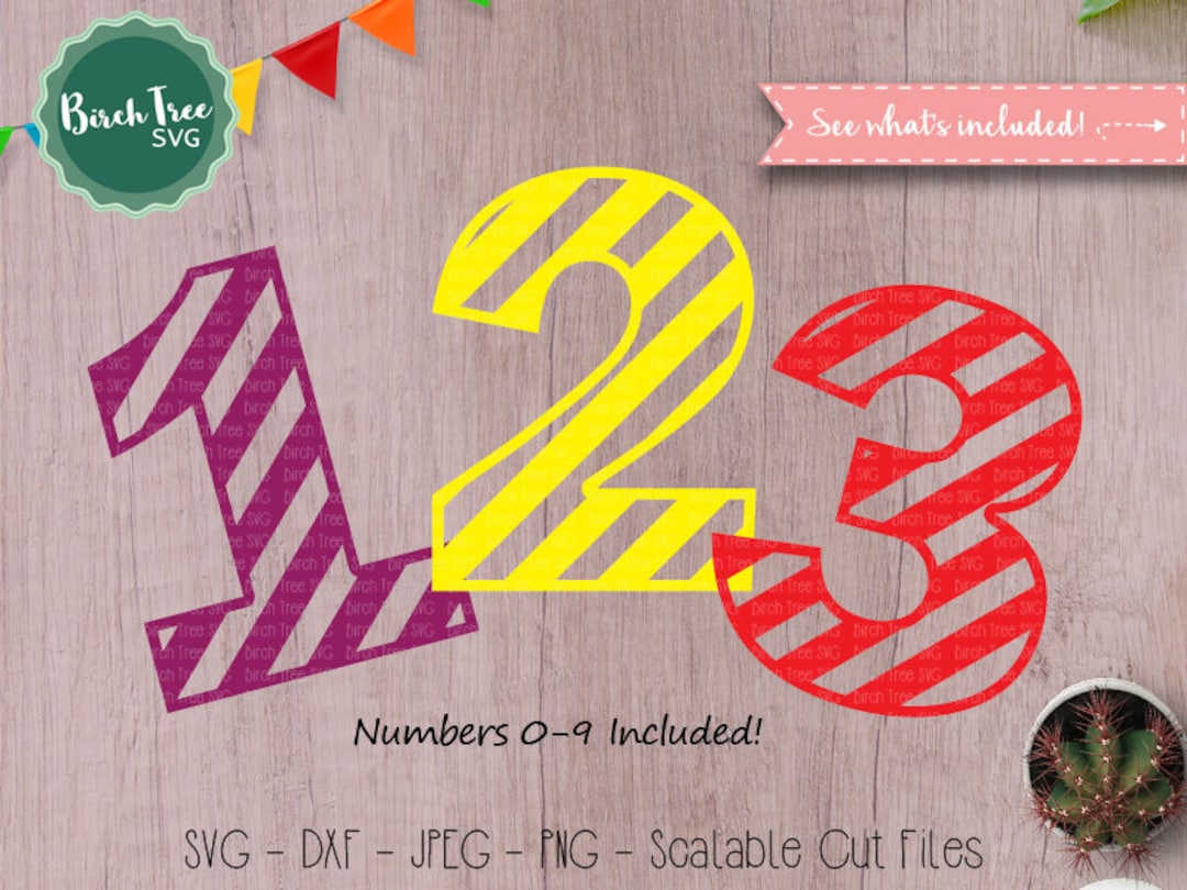 Striped Number Svg, Number Svg, Birthday Svg, Birthday Party Svg ...