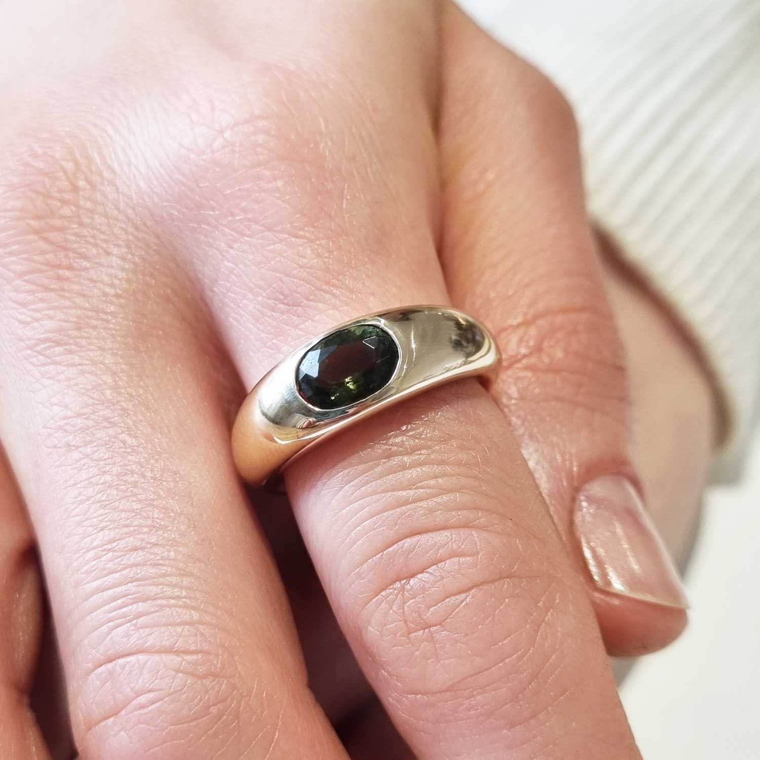 Meteorite Bombe Ring - Silver/gold, Gold Signet Ring, Gold Pinky Ring ...