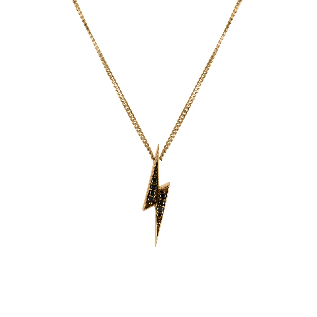 Black Diamonds Lightning Bolt Necklace Solid Gold Black Diamond Necklace David Bowie Necklace Harry Potter Necklace Ziggy Stardust Etsy