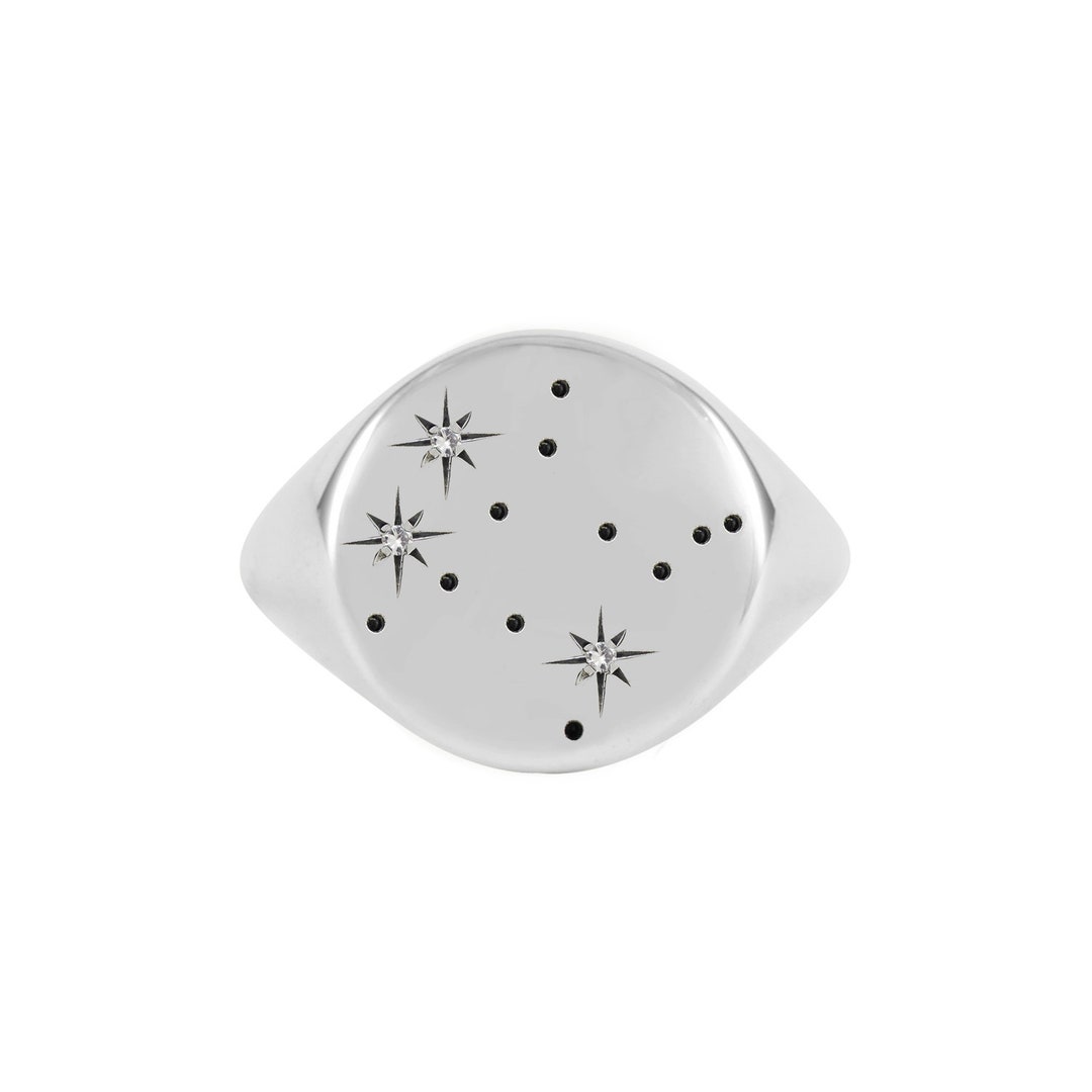 Constellation Diamond Signet Ring|silver Signet Ring|constellation Ring ...