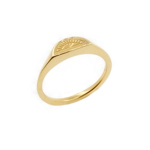 Moon Signet Ring - Solid Gold, Matching Wedding Rings, Gold Signet Ring ...