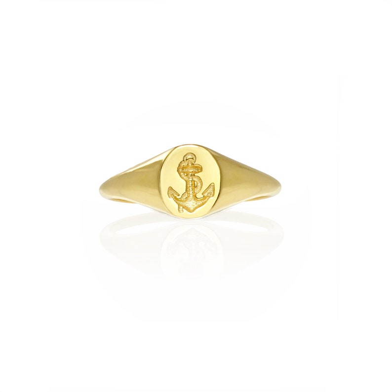 Anchor Signet Ring Solid Gold or Silver Gold Anchor Ring - Etsy