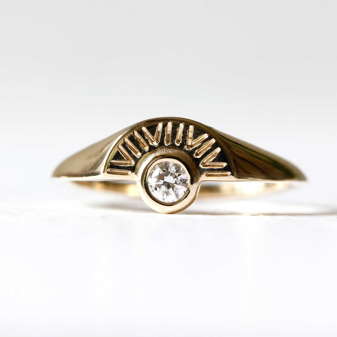 Diamond Sun Signet Ring – Silver/gold - Sun Ring, Celestial Ring ...