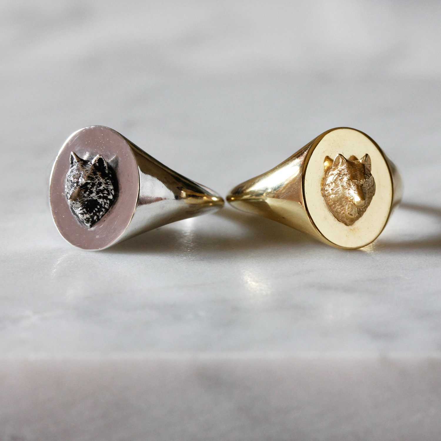 Wolf Signet Ring Sterling Silver Silver Signet Ring Wolf | Etsy