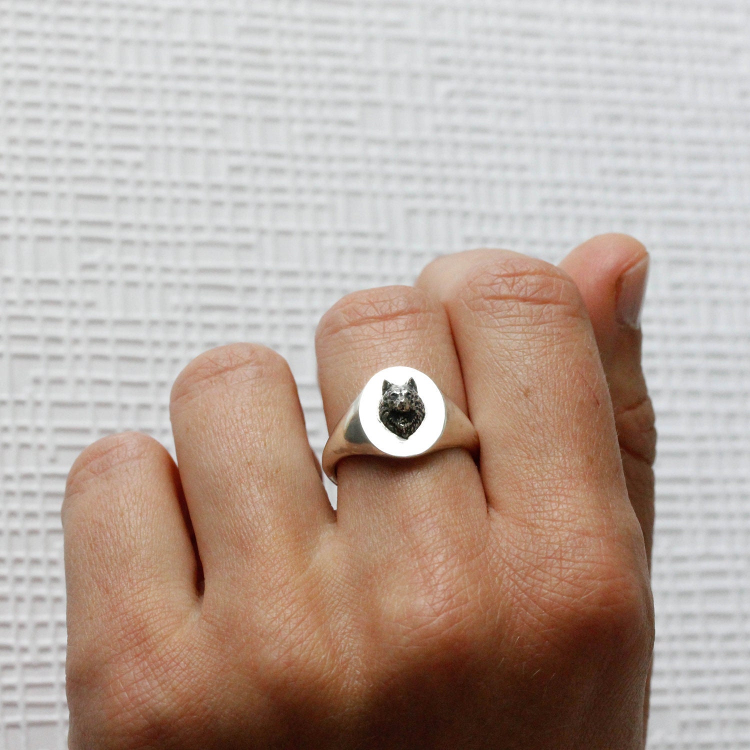 Wolf Signet Ring Sterling Silver Silver Signet Ring Wolf - Etsy