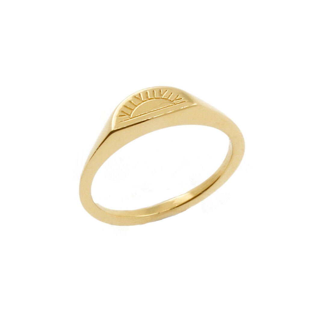 Sun Signet Ring Solid Goldsun Ringgold Signet Ringpinky - Etsy UK