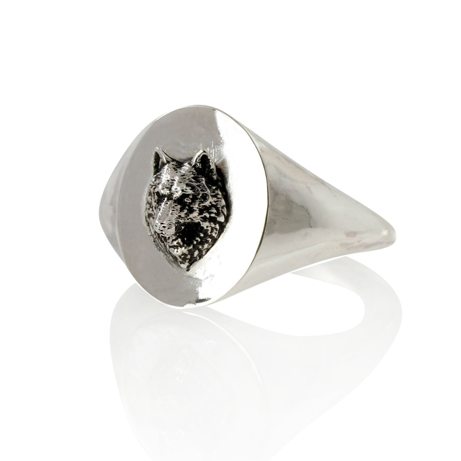 Wolf Signet Ring Sterling Silver Silver Signet Ring Wolf - Etsy