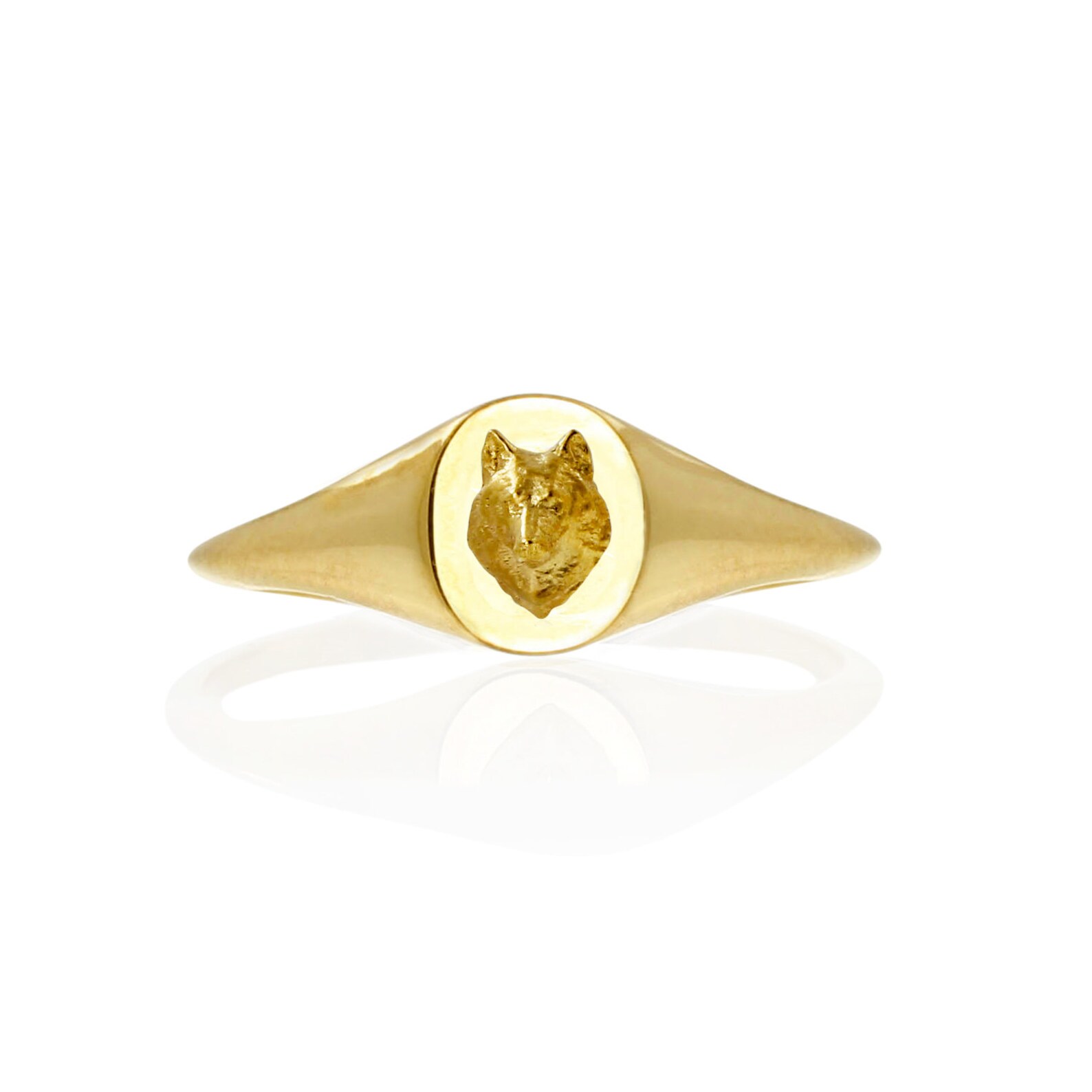 Mini Wolf Signet Ring Wolf Ring Gold Pinky Ring Dainty - Etsy