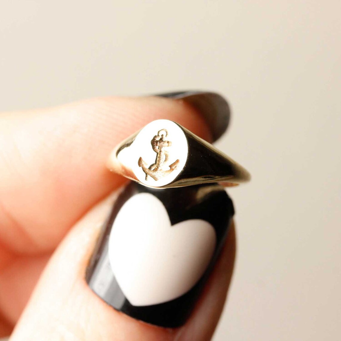 Anchor Signet Ring Solid Gold or Silver Gold Anchor Ring - Etsy