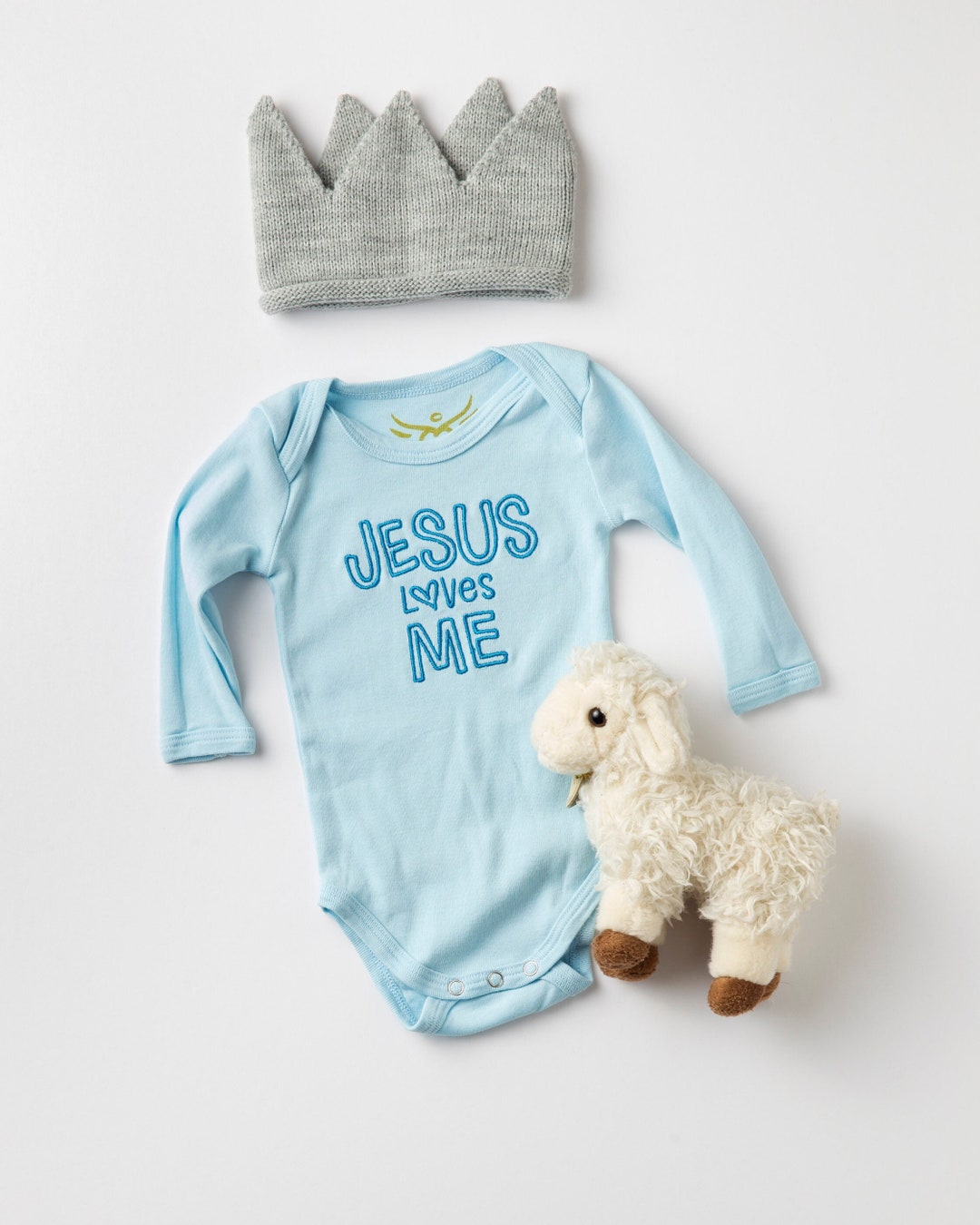 Jesus Loves Me Onesie, Cloud Blue Onesie, Cute Baby Bodysuit, Christian ...