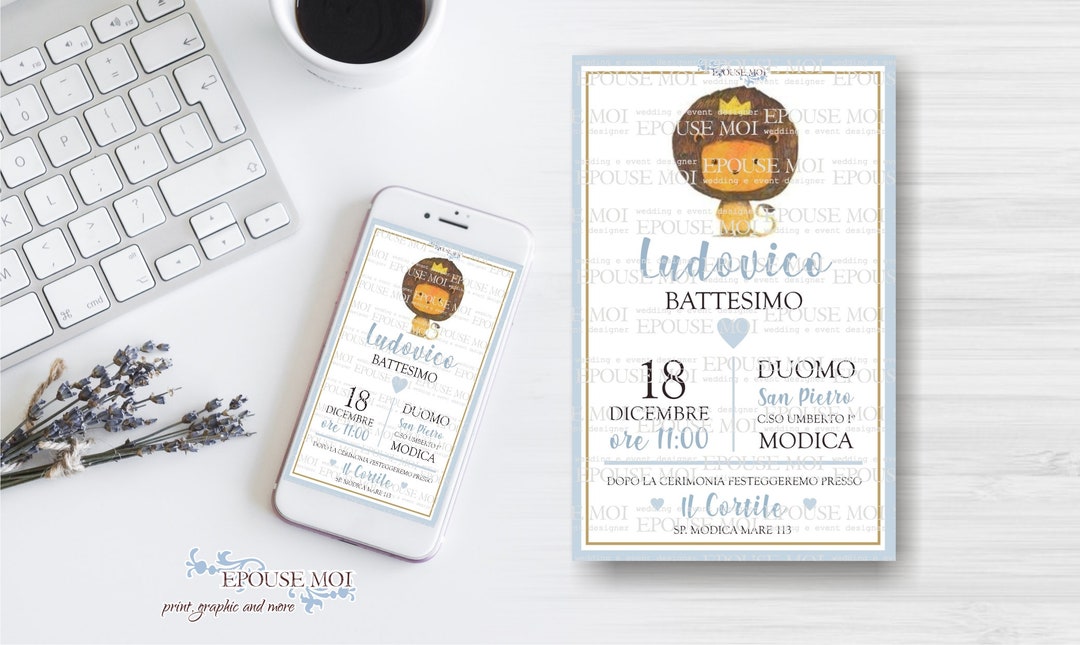 Digital Invitation Baptism, Digital Baptism Party Invitation Lion ...