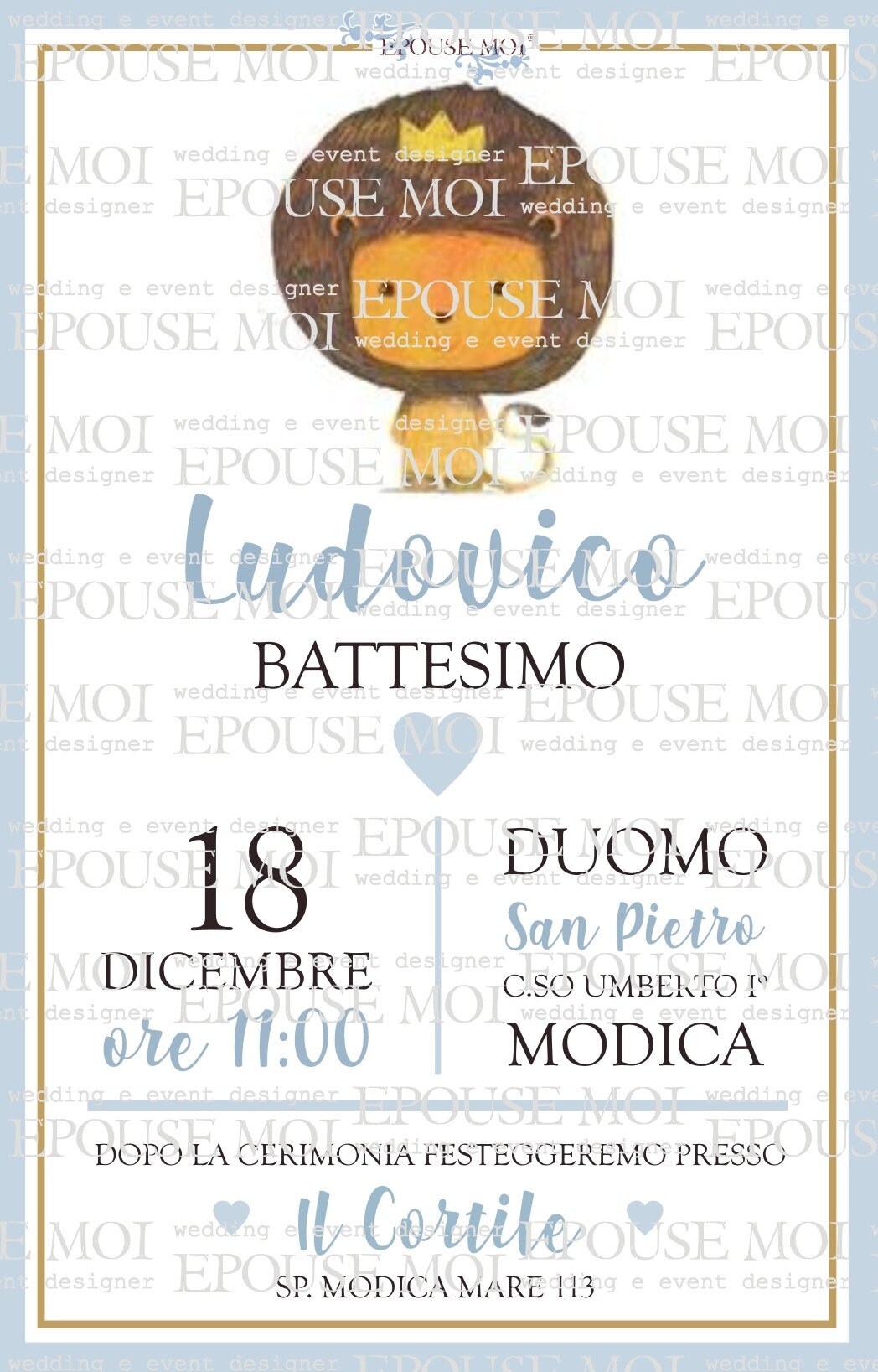 Digital Invitation Baptism, Digital Baptism Party Invitation Lion ...