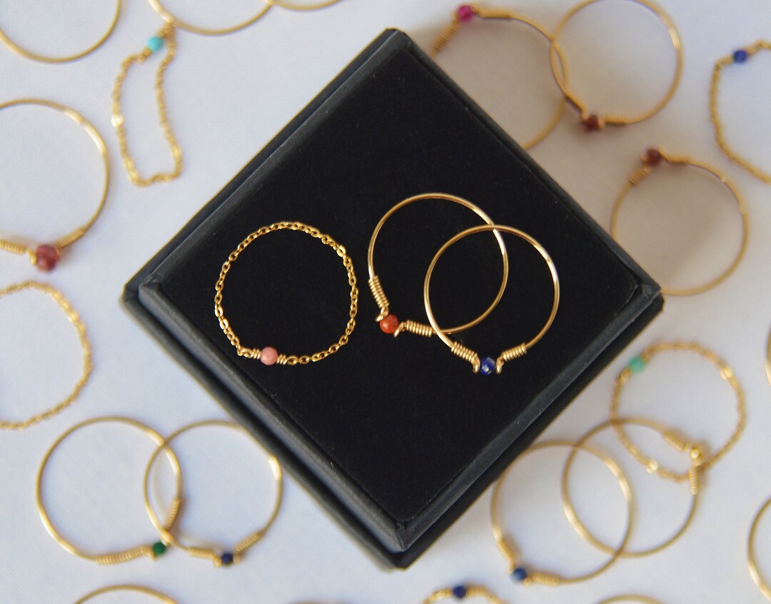 Christmas Set of Trio of Minimalist Fine Rings in 14k Gold Filled to ...
