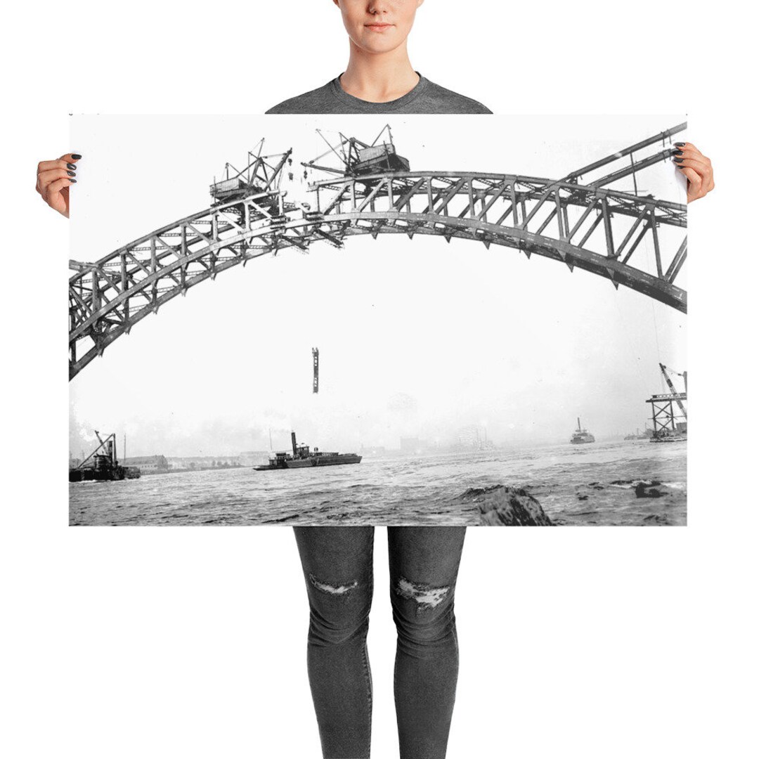 Vintage NYC View of the Hell Gate Bridge NYC Photo Paper Poster - Etsy