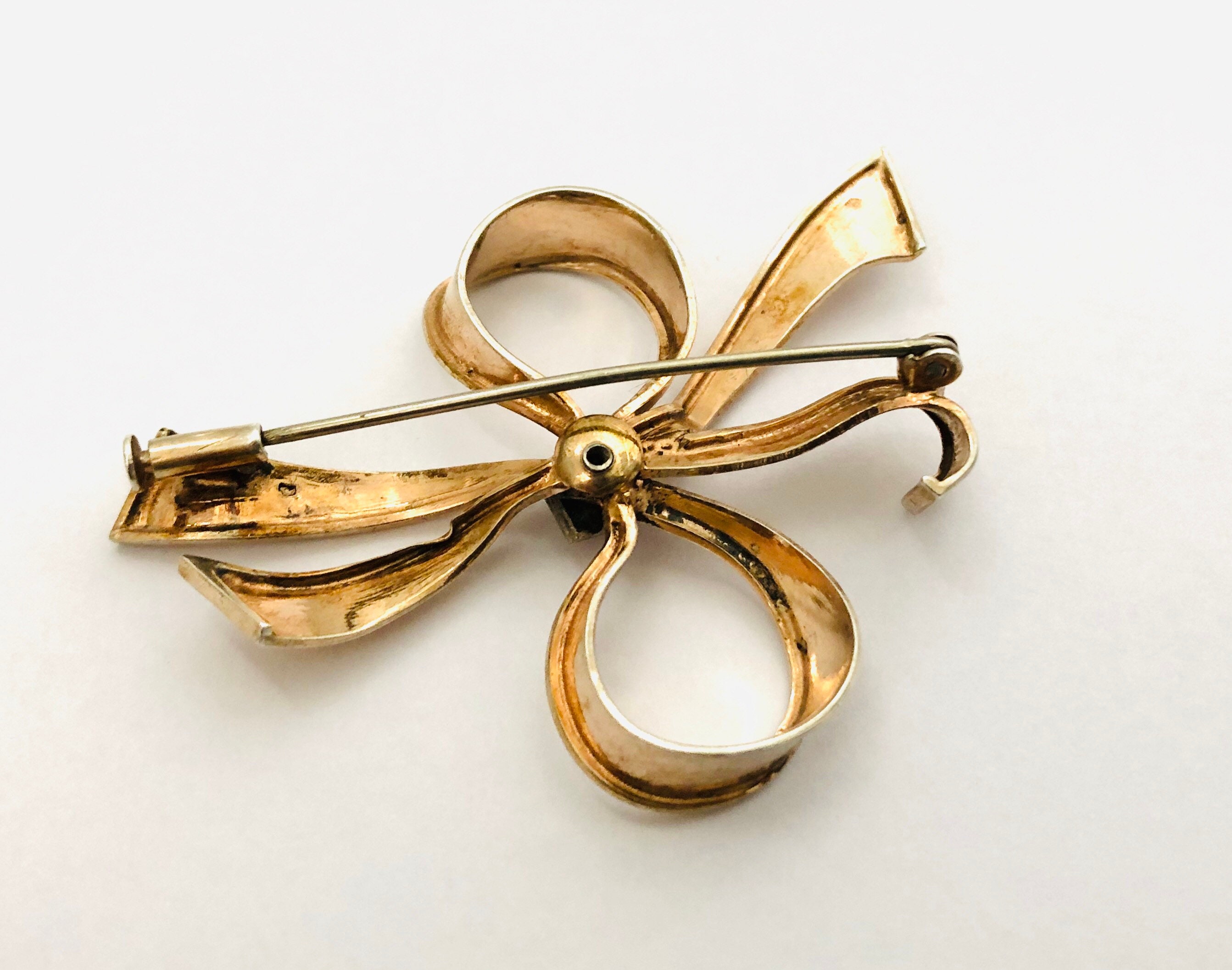 Brooch / 19th Century Victorian Bow Brooch, Silver Gilt Brooch. - Etsy