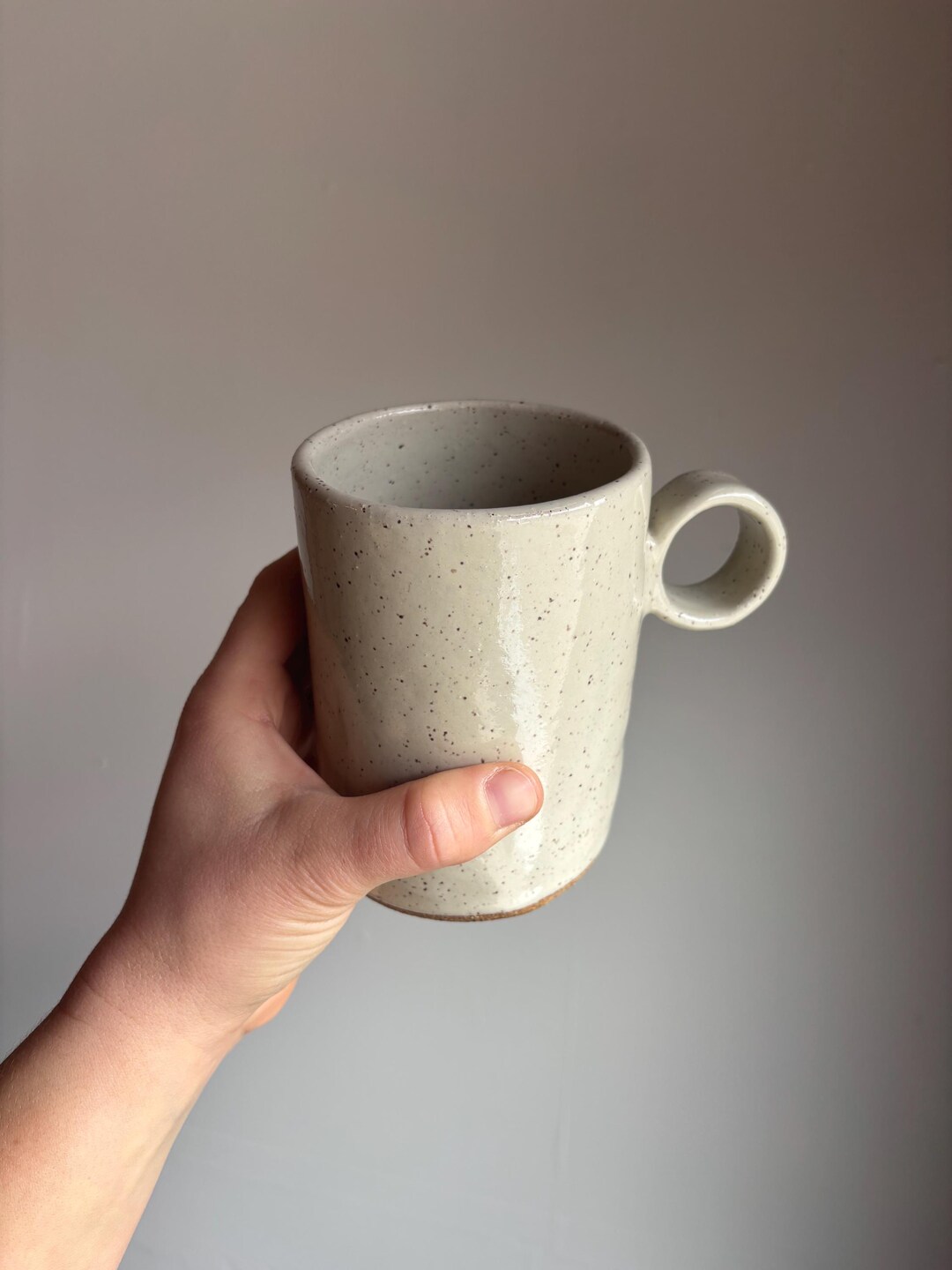Loop Handle Mug With Almond White Glaze - Etsy