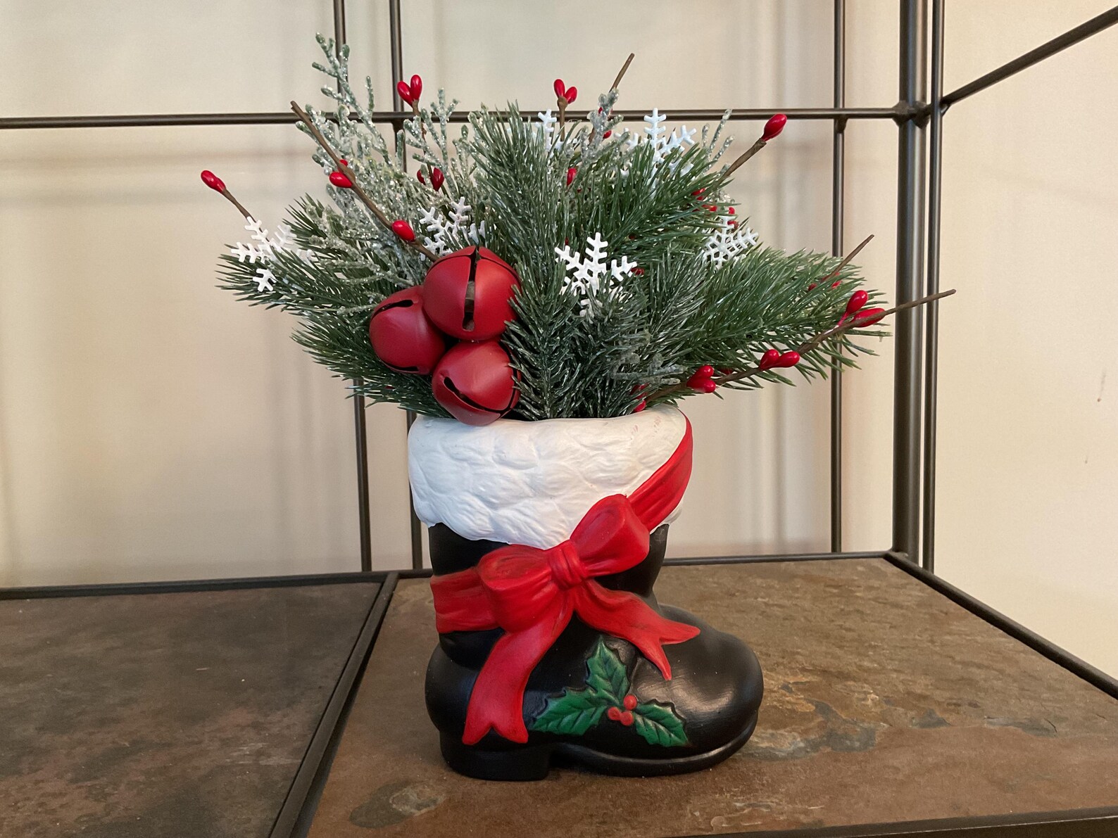 Santa Boot~holiday Santa Boot~christmas Santa Boot~holiday Entryway ...
