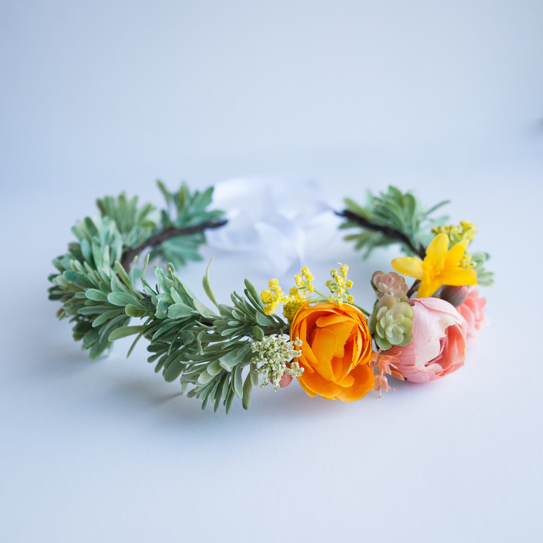 Sunny Citrus Flower Crown: Yellow, Gold and Peach - Etsy