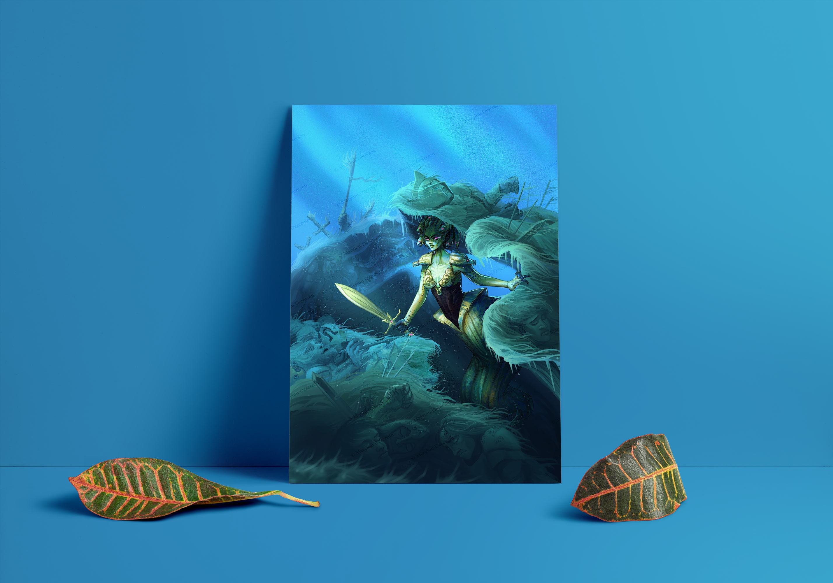 The Medusa Mermaid - Gorgon, Mythological Creature - Illustration A3 ...