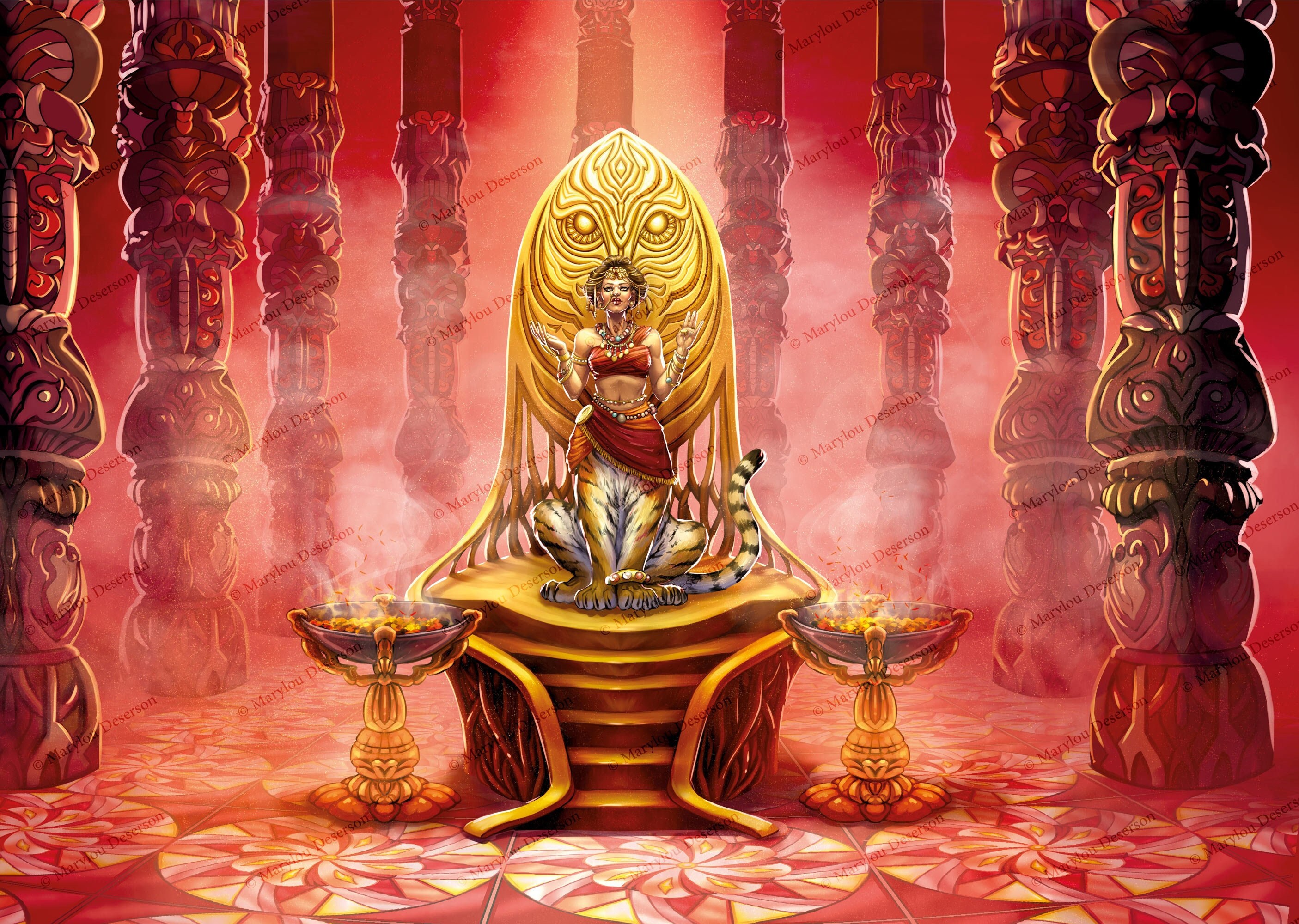 Art Print A3 Poster Hybrid Tiger Deity in His Tibetan Temple Sanctuary ...