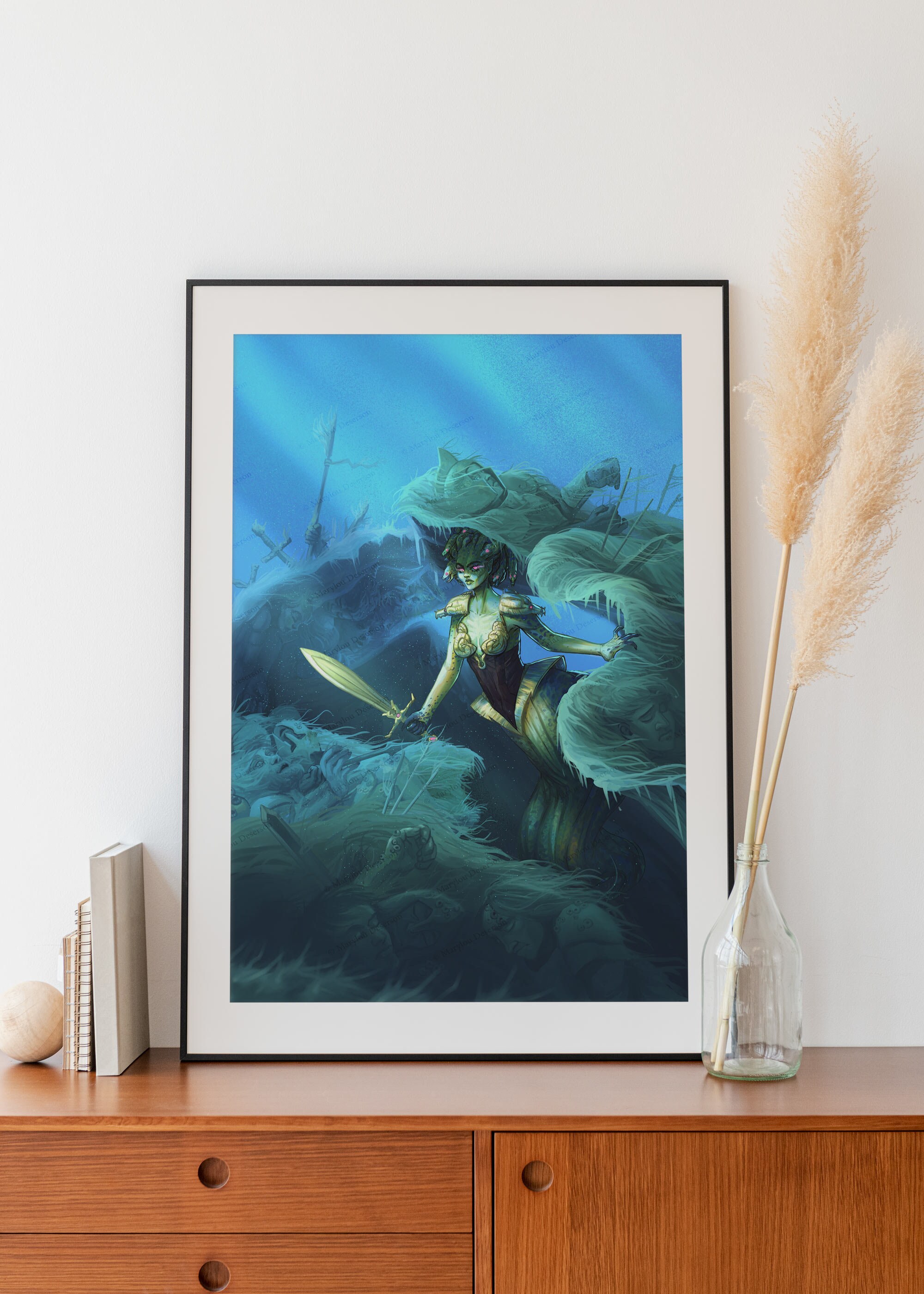 The Medusa Mermaid - Gorgon, Mythological Creature - Illustration A3 ...