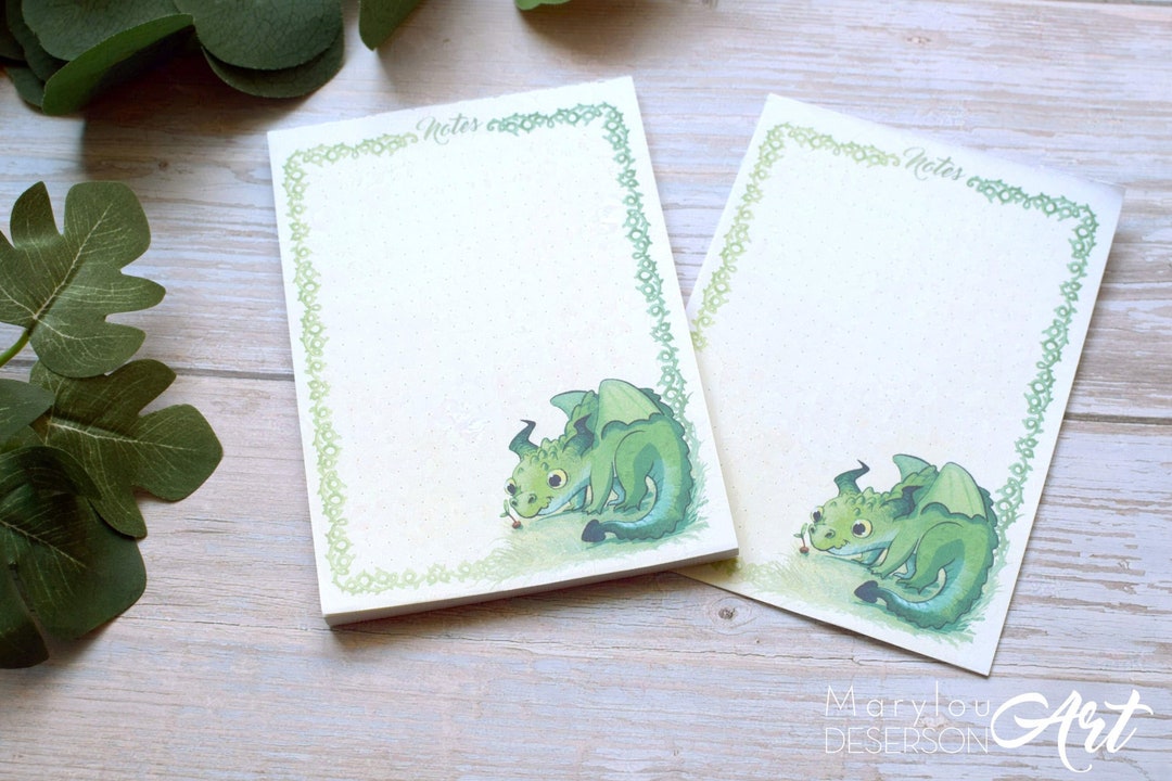 A6 Green Dragon and the Sprout Notepad, a Little Derpy, 50 Dotted ...
