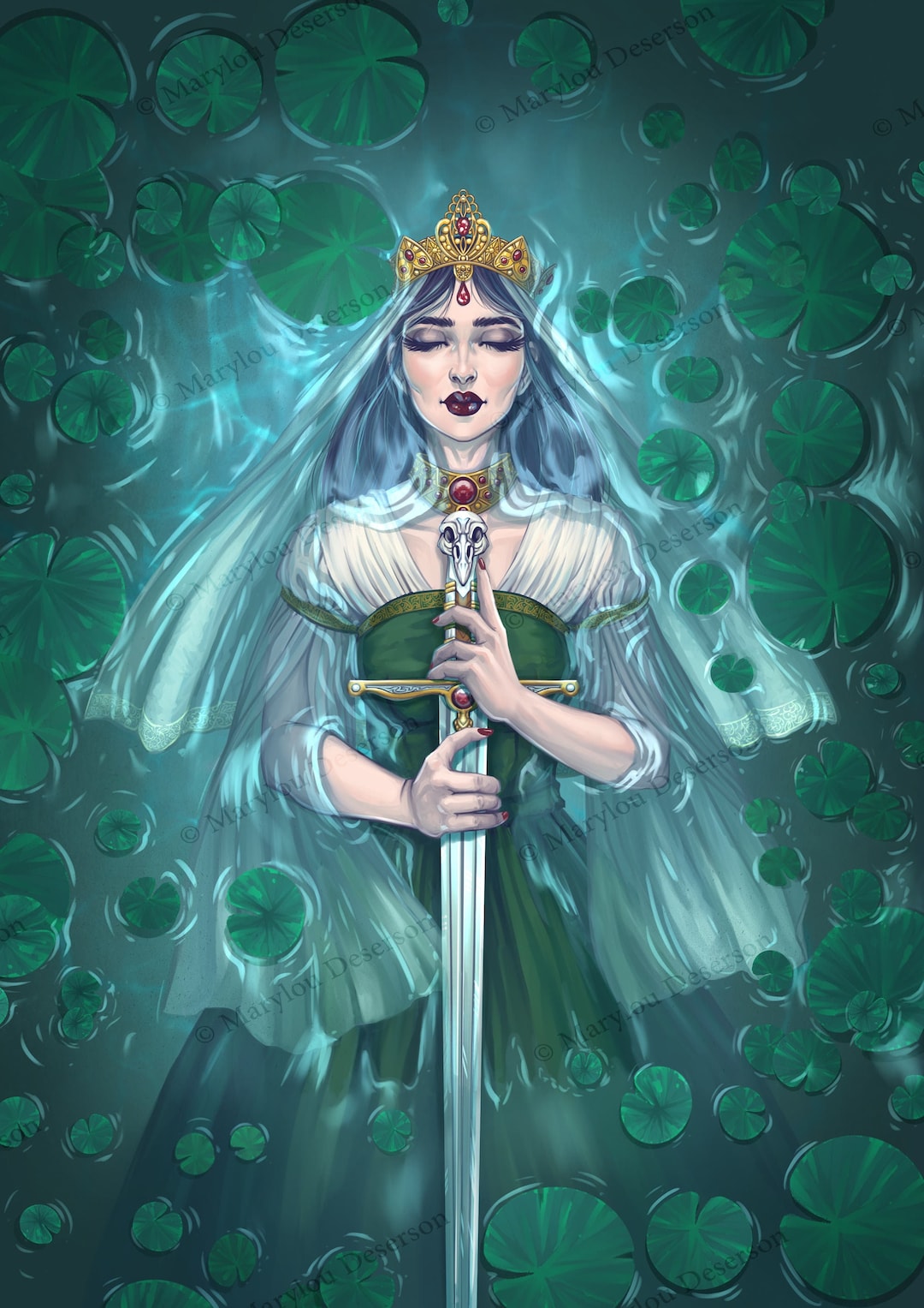 Art Print Ophelia Cursed Relic the Lady of the Lake Dark - Etsy