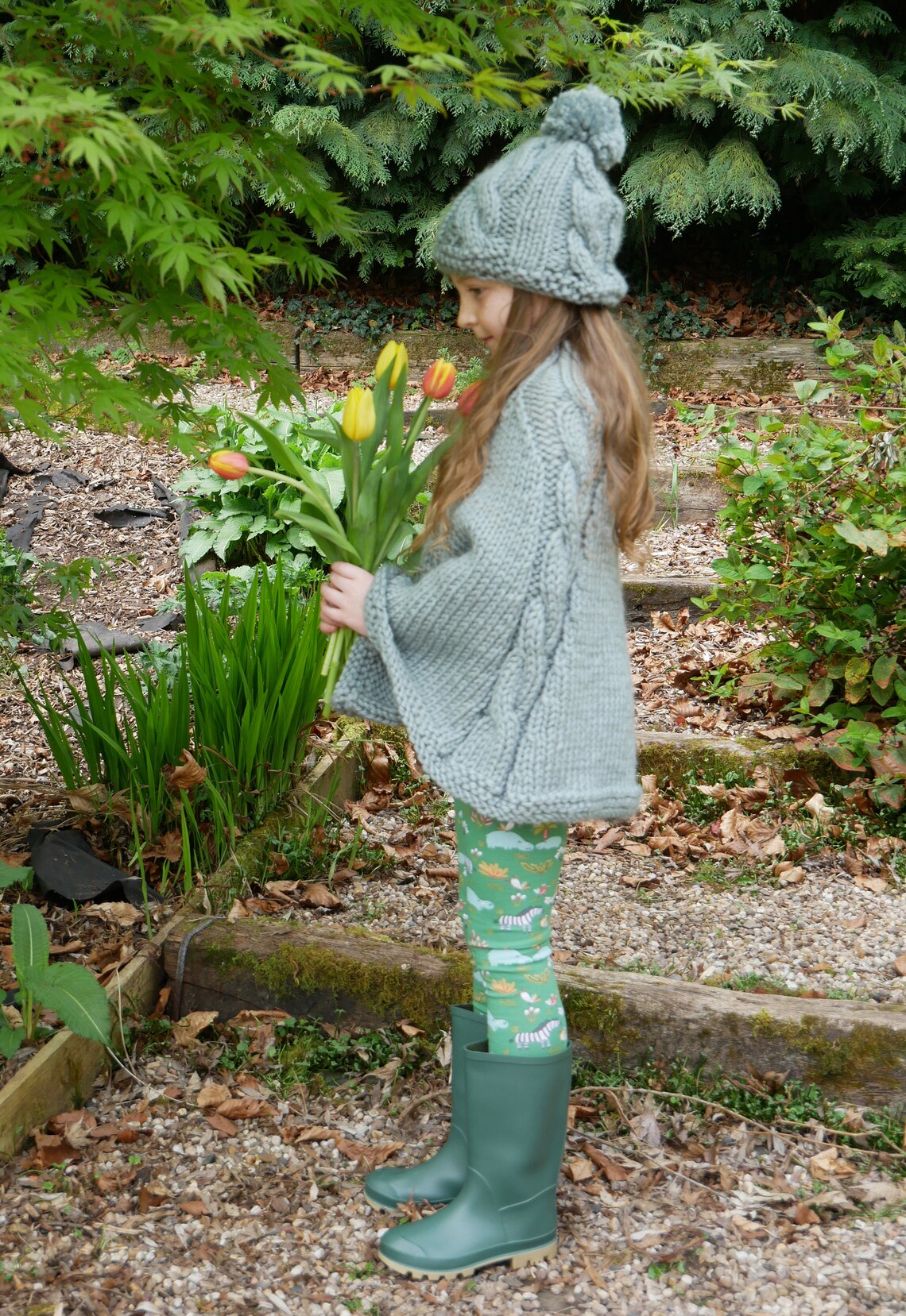 Childs Poncho Knitting Pattern Girls Knitted Poncho Pattern | Etsy UK