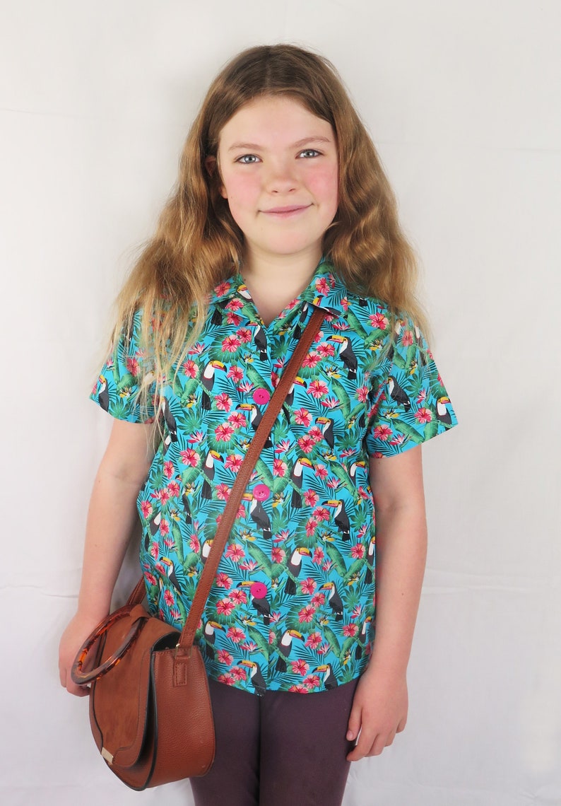 Kids Hawaiian Shirt Sewing Pattern, Tropical Print Shirt Pattern PDF ...