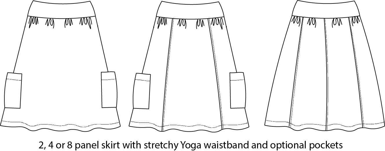 Girls Panel Skirt Sewing Pattern, Yoga Waistband, Sensory Friendly (PDF ...