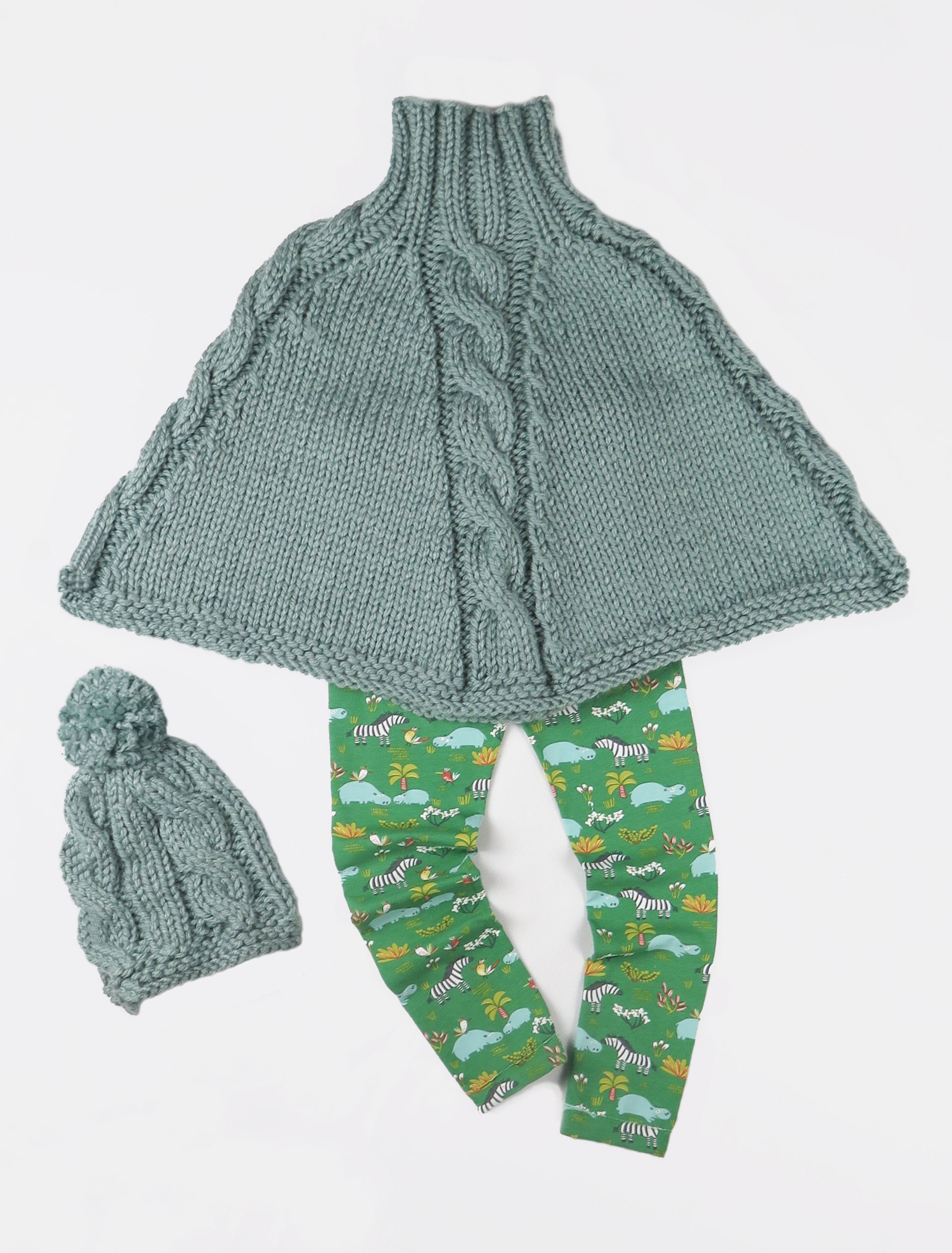 Childs Poncho Knitting Pattern, Girls Knitted Poncho Pattern, Cable ...